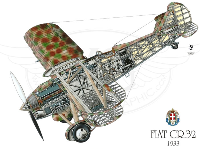 Fiat CR.32 Cutaway by Hubert Cance (Artwork No Scale)